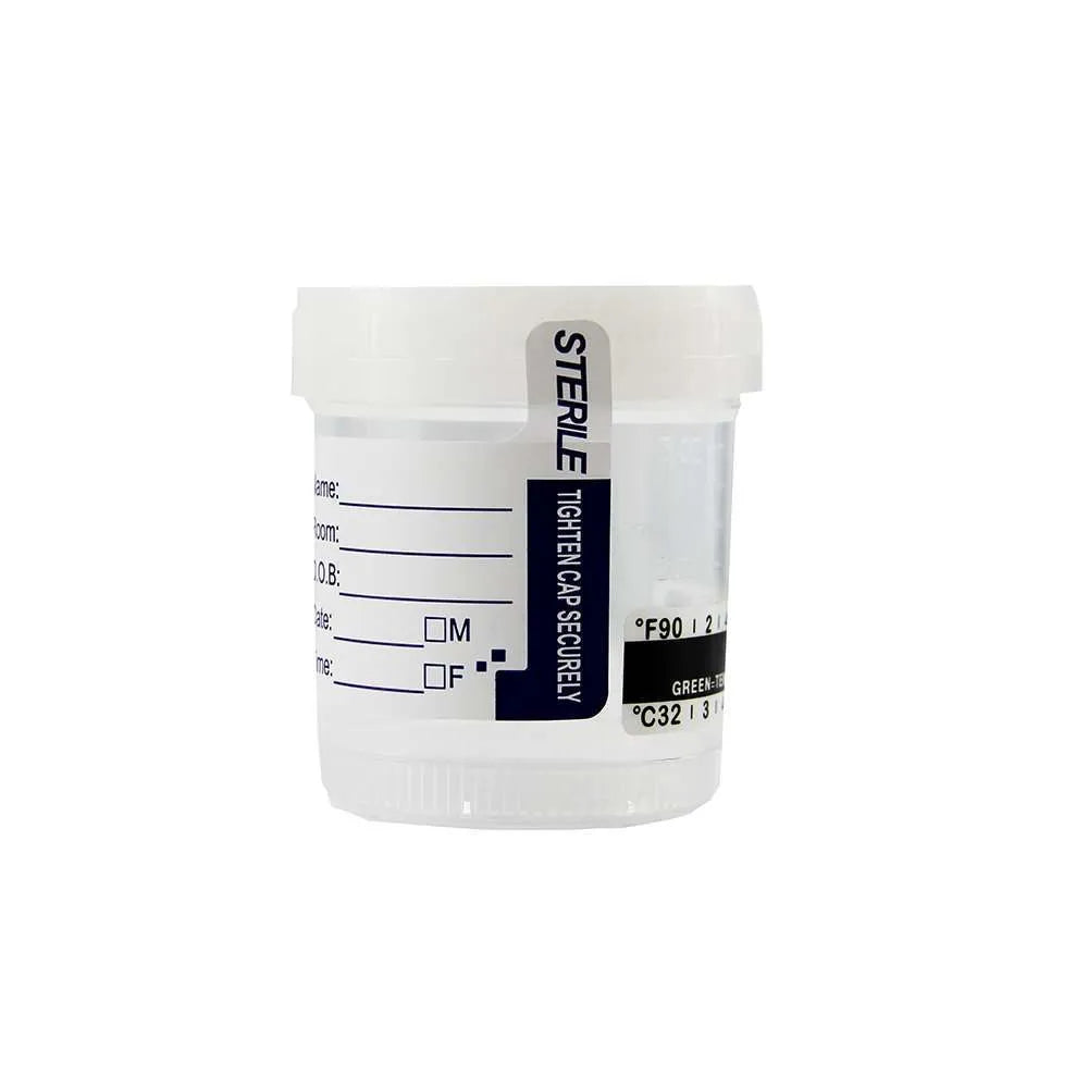 Urine Specimen Container 90ml (3oz) Cup, Sterile with Temperature Strip ...